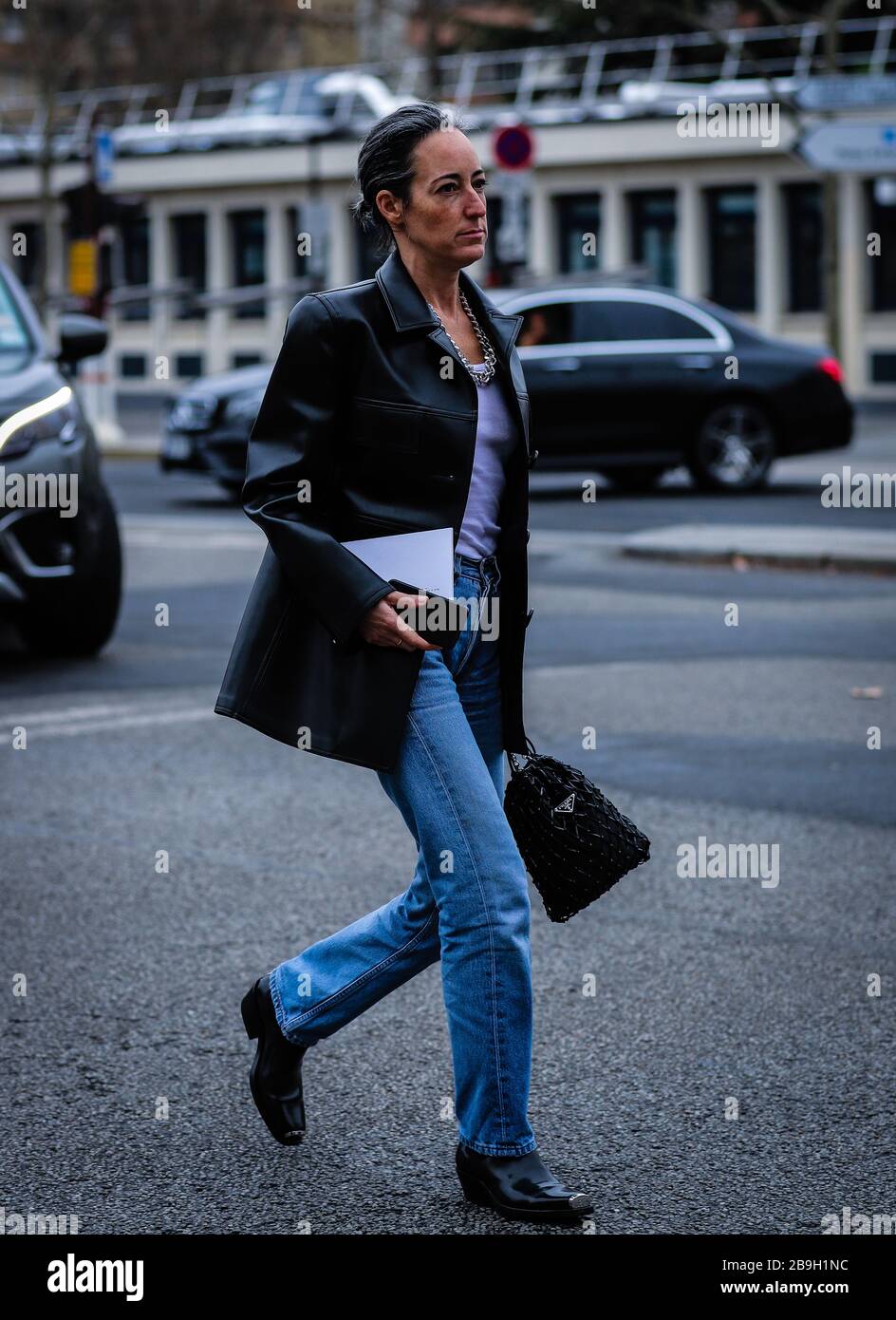 PARIS, France- March 1 2019: Brigitte Chartrand on the street in Paris ...