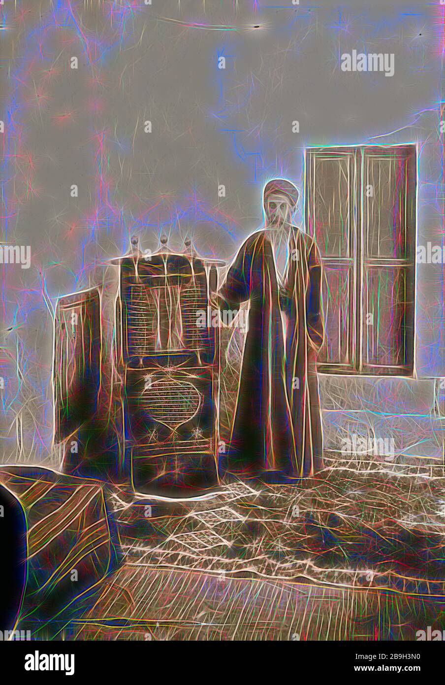 Samaritan high priest and ancient scroll. 1900, Middle East Stock Photo ...