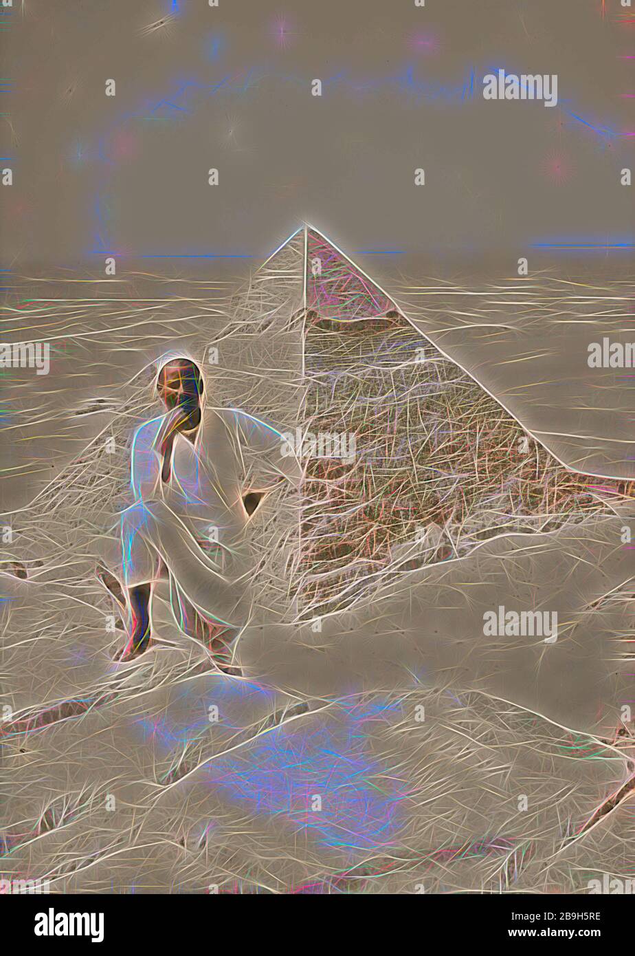 Egyptian views; The pyramids of Gizeh. Second pyramid from the summit ...