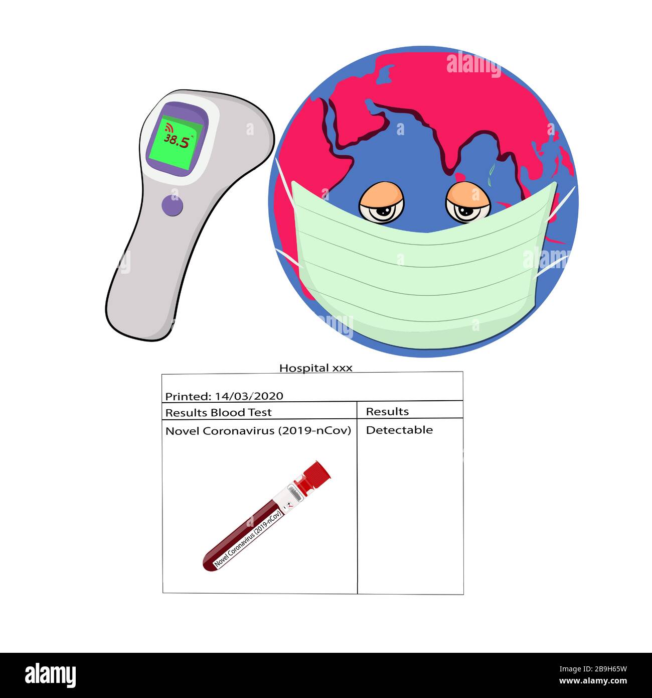 drawing by vector World cartoon sick with Coronavirus COVID-19 and ...