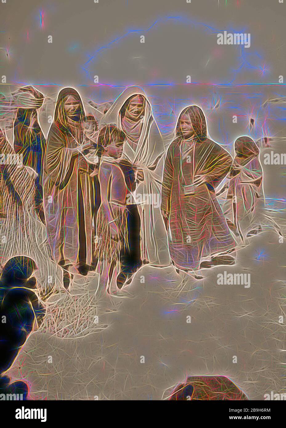 Egyptian characters, etc. Group of Bisharin women. 1900, Egypt Stock ...