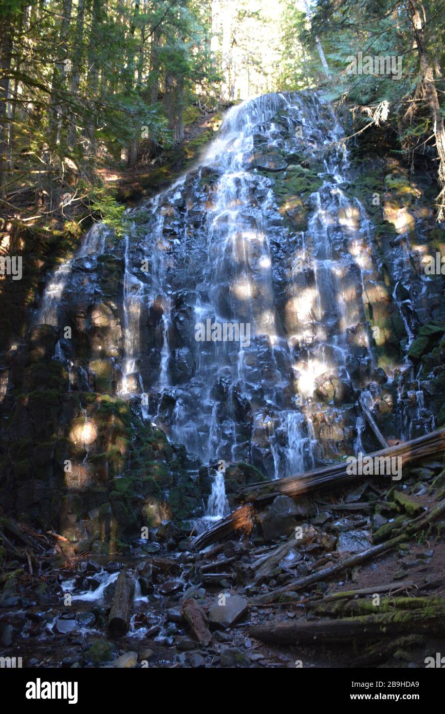 The 120ft tall Ramona Falls on the Upper Sandy River, Mt Hood National ...