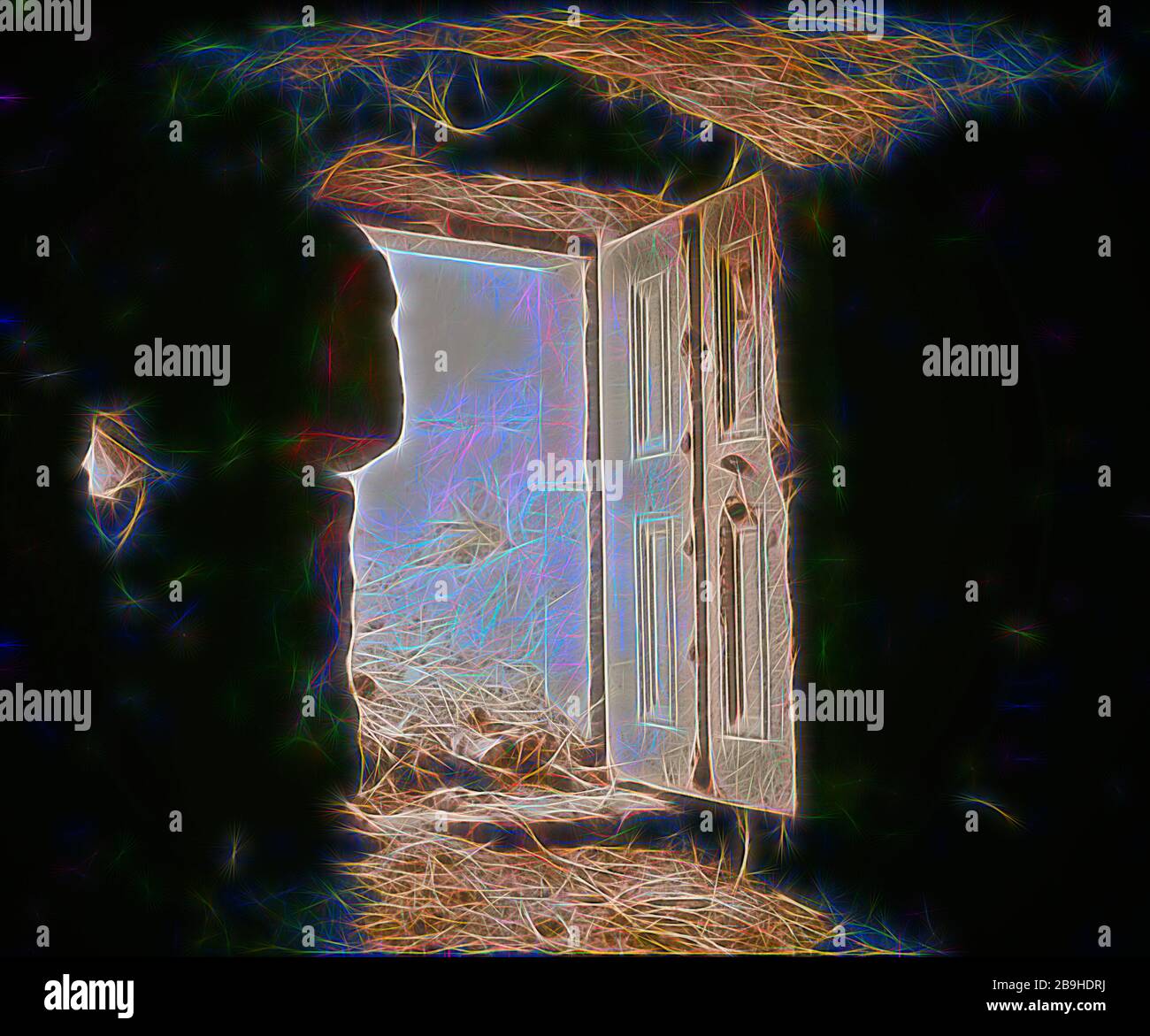 Ajlun district. Stone door at M'keis. Showing basalt door carved to ...