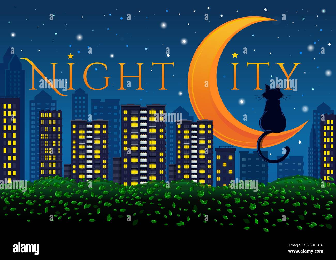 Midnight city Stock Vector Images - Alamy