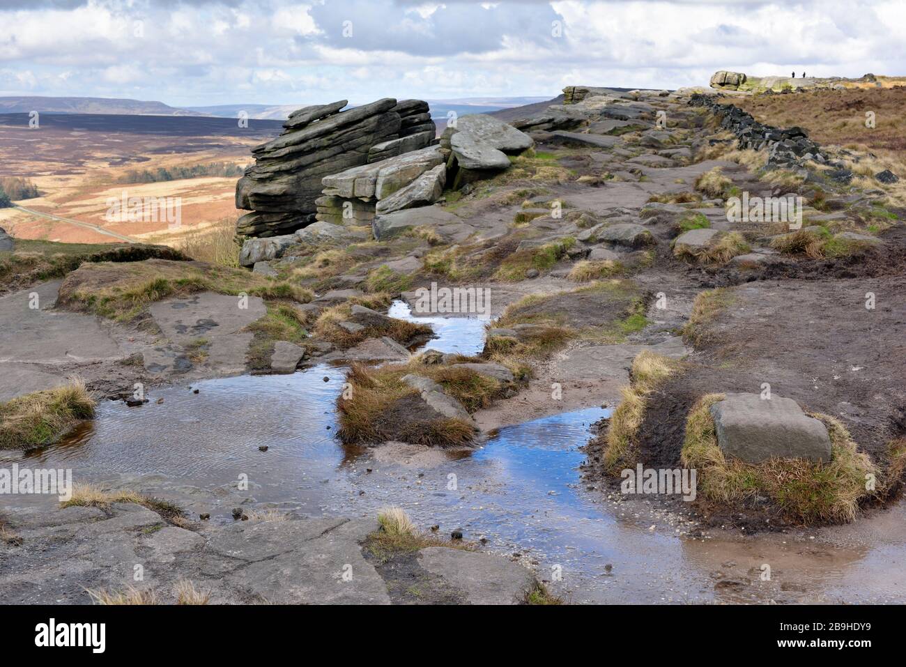 Stanage Edge, gritstone escarpment,Hathersage,Peak district national ...