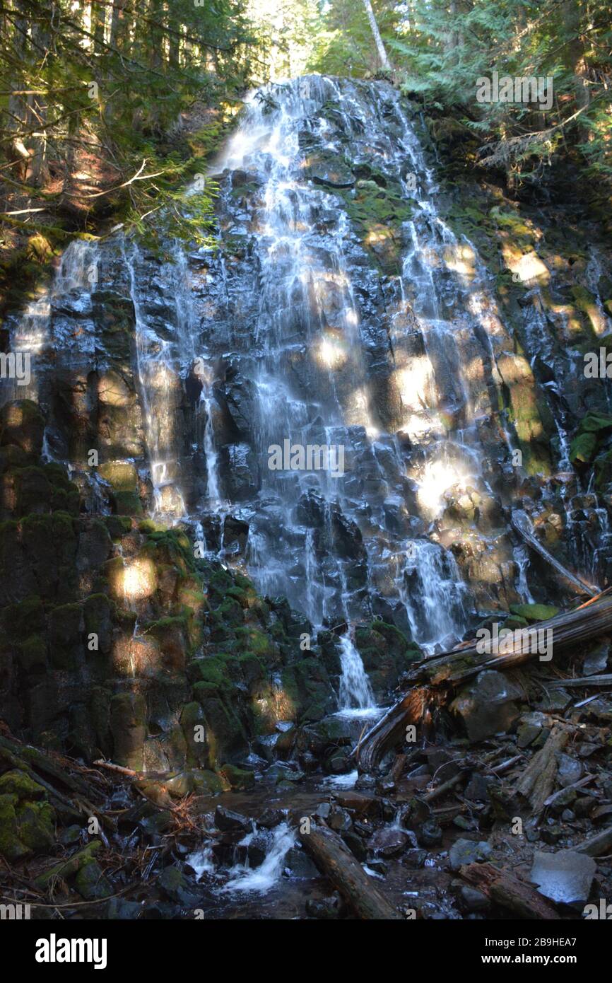 The 120ft tall Ramona Falls on the Upper Sandy River, Mt Hood National ...