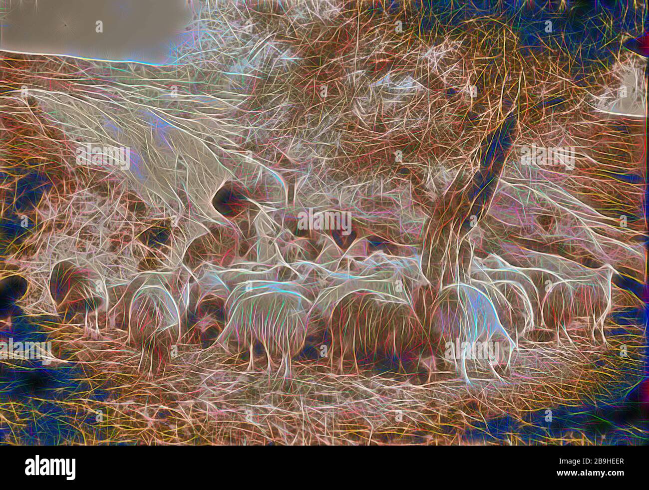 Agriculture, Shepherd scenes A natural sheep-cote. Protective rocks and ...