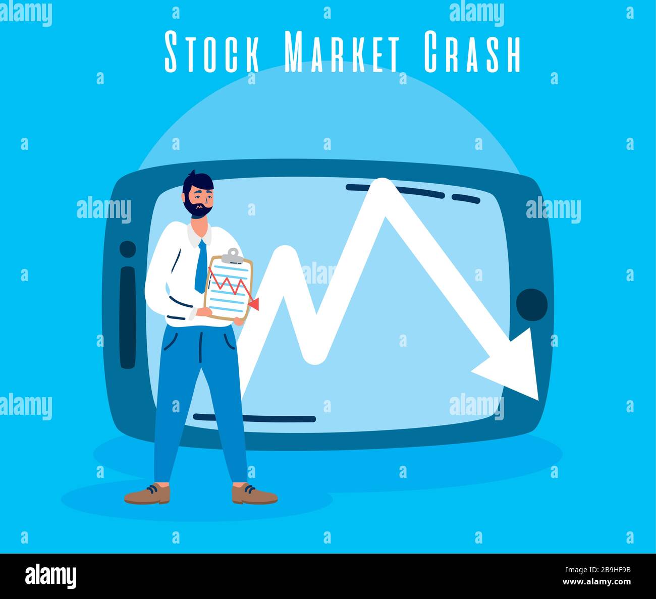 businessman with stock market crash icons Stock Vector Image & Art - Alamy