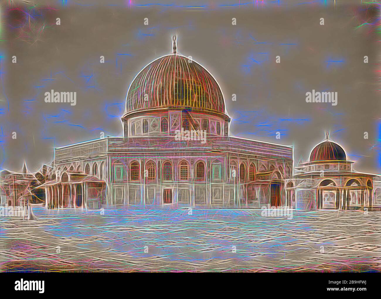 Dome of the Rock (close) showing Dome of the Chain 1934, Jerusalem ...