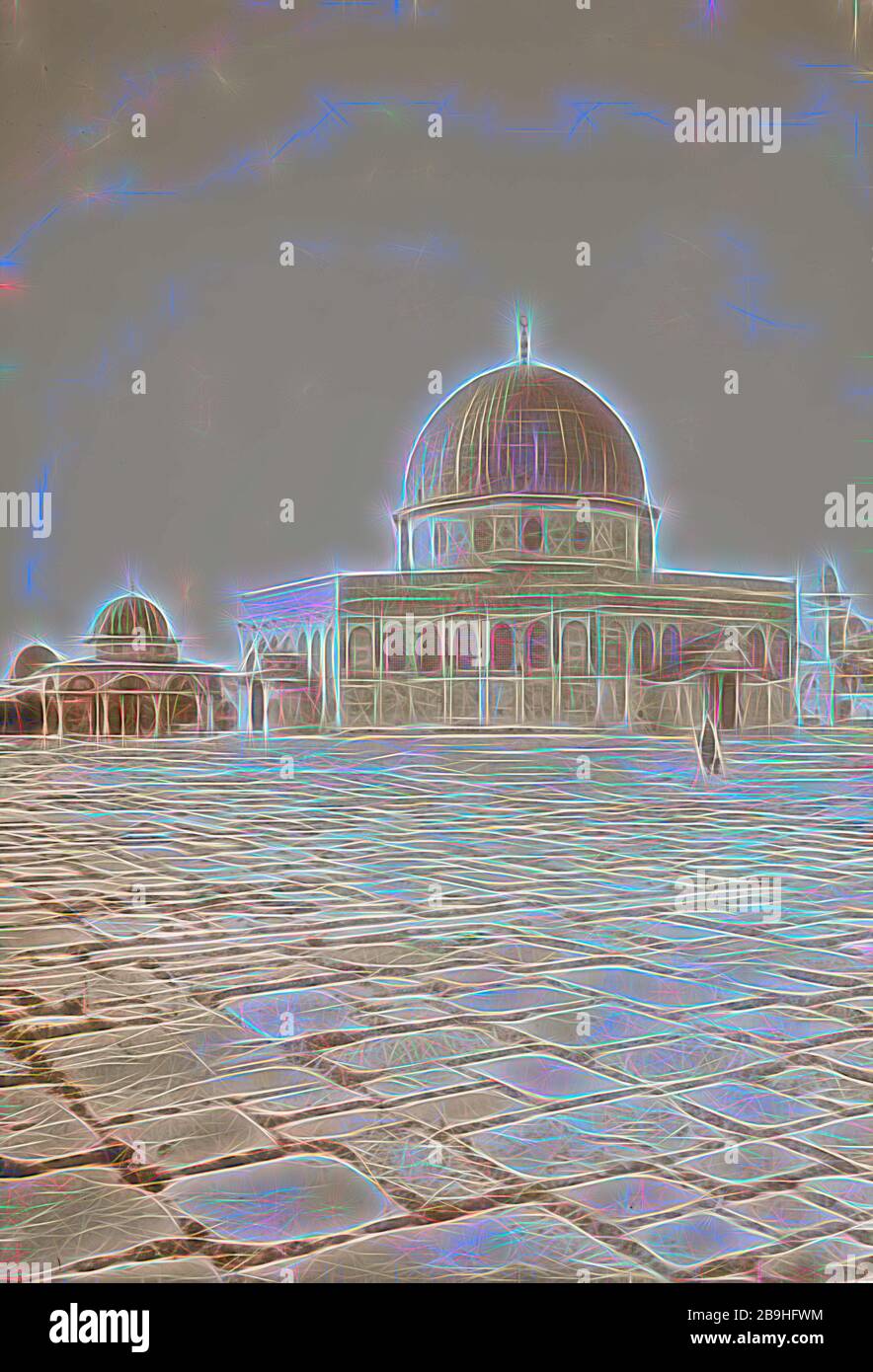 Dome of the Rock (close) showing Dome of the Chain 1934, Jerusalem ...