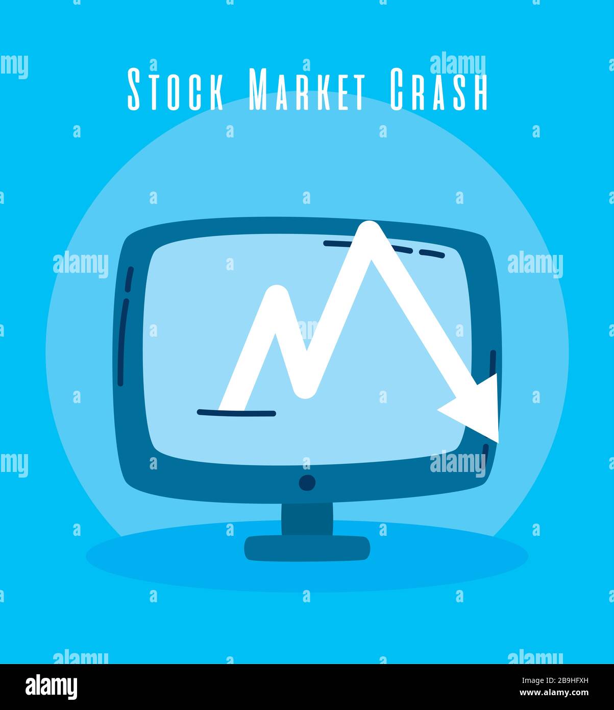 desktop with arrow down stock market crash icons Stock Vector Image ...