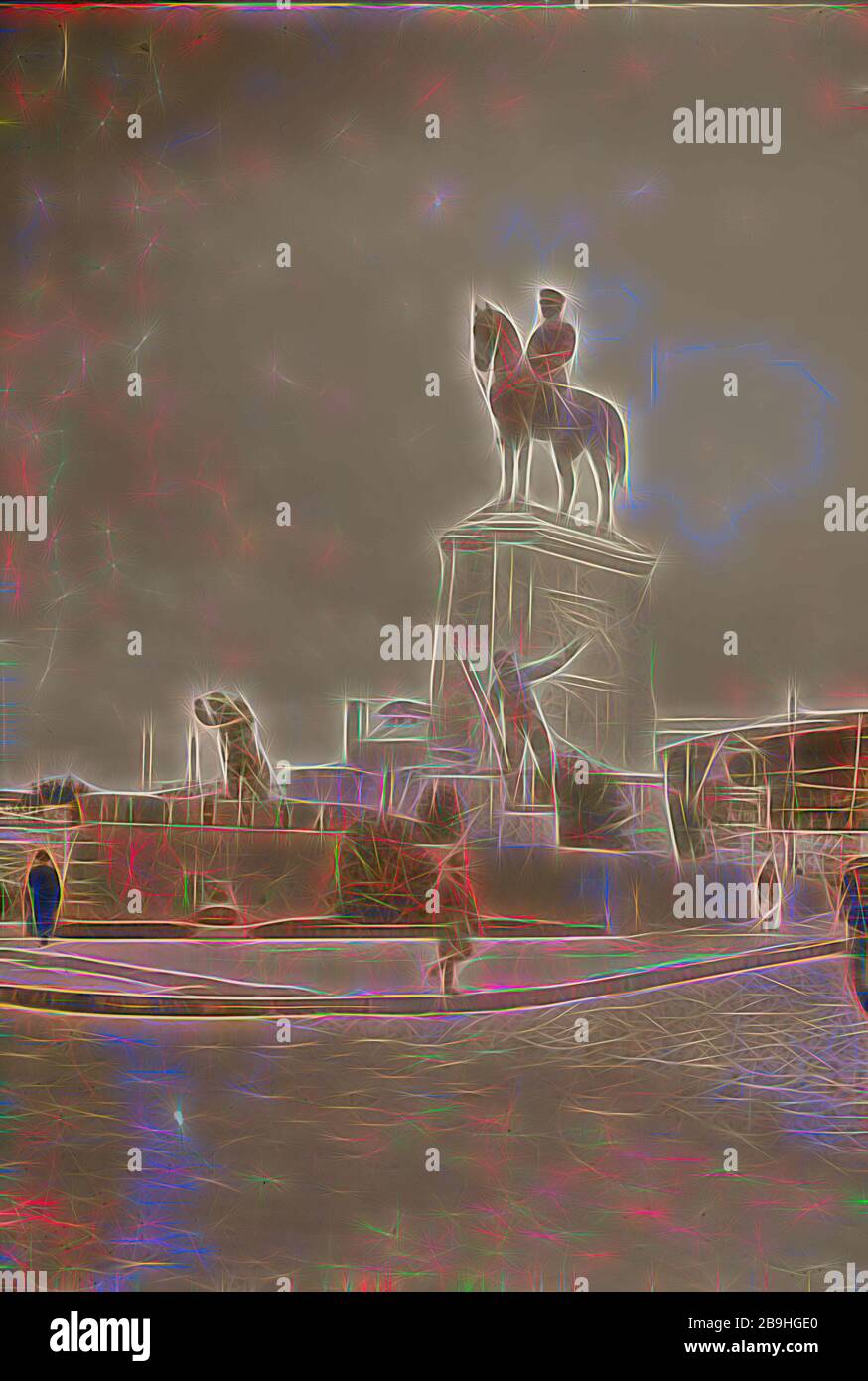 Turkey. Ankara. Equestrian statue of Ataturk between old & new Ankara ...