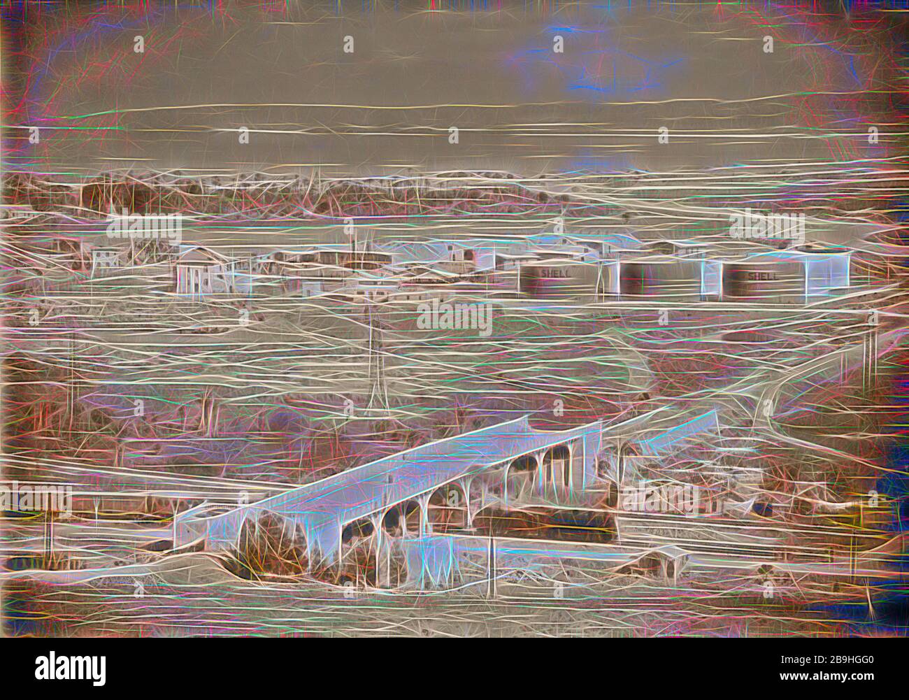 Shell oil tanks near Haifa showing bridge across R.R. [i.e., railroad ...