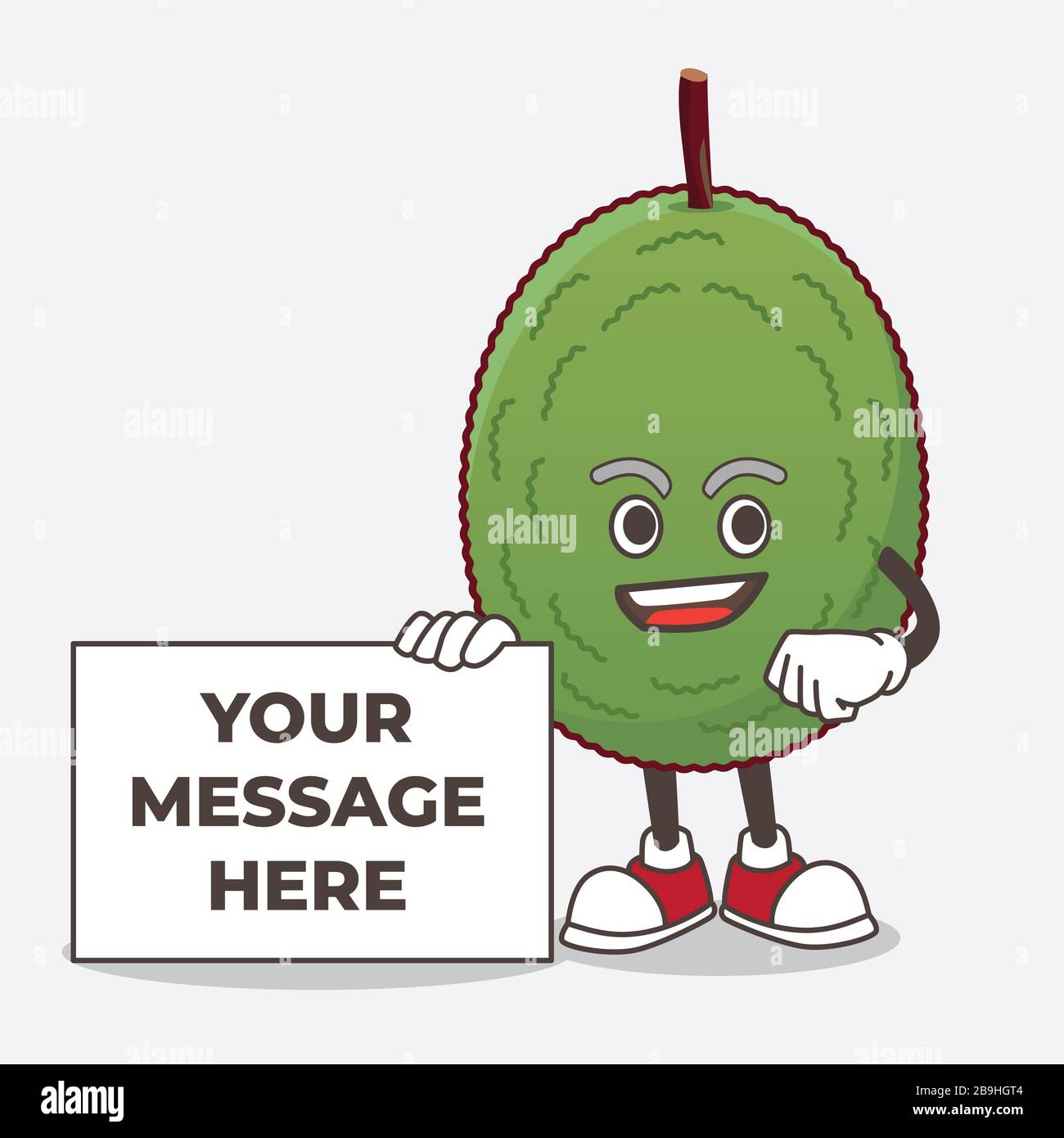 A picture of Jackfruit cartoon mascot character holding a board sign ...