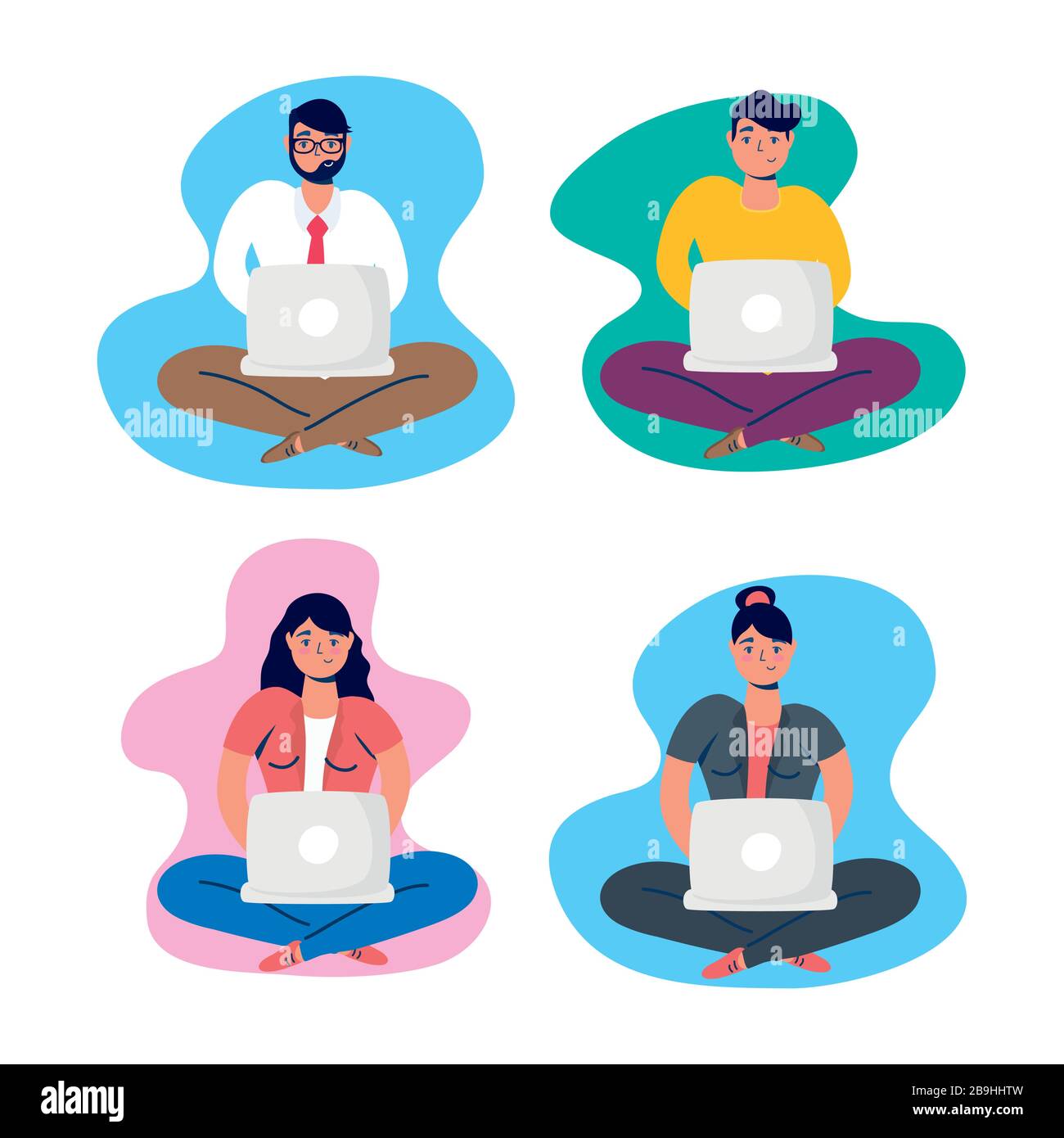 group of people working in computers Stock Vector Image & Art - Alamy