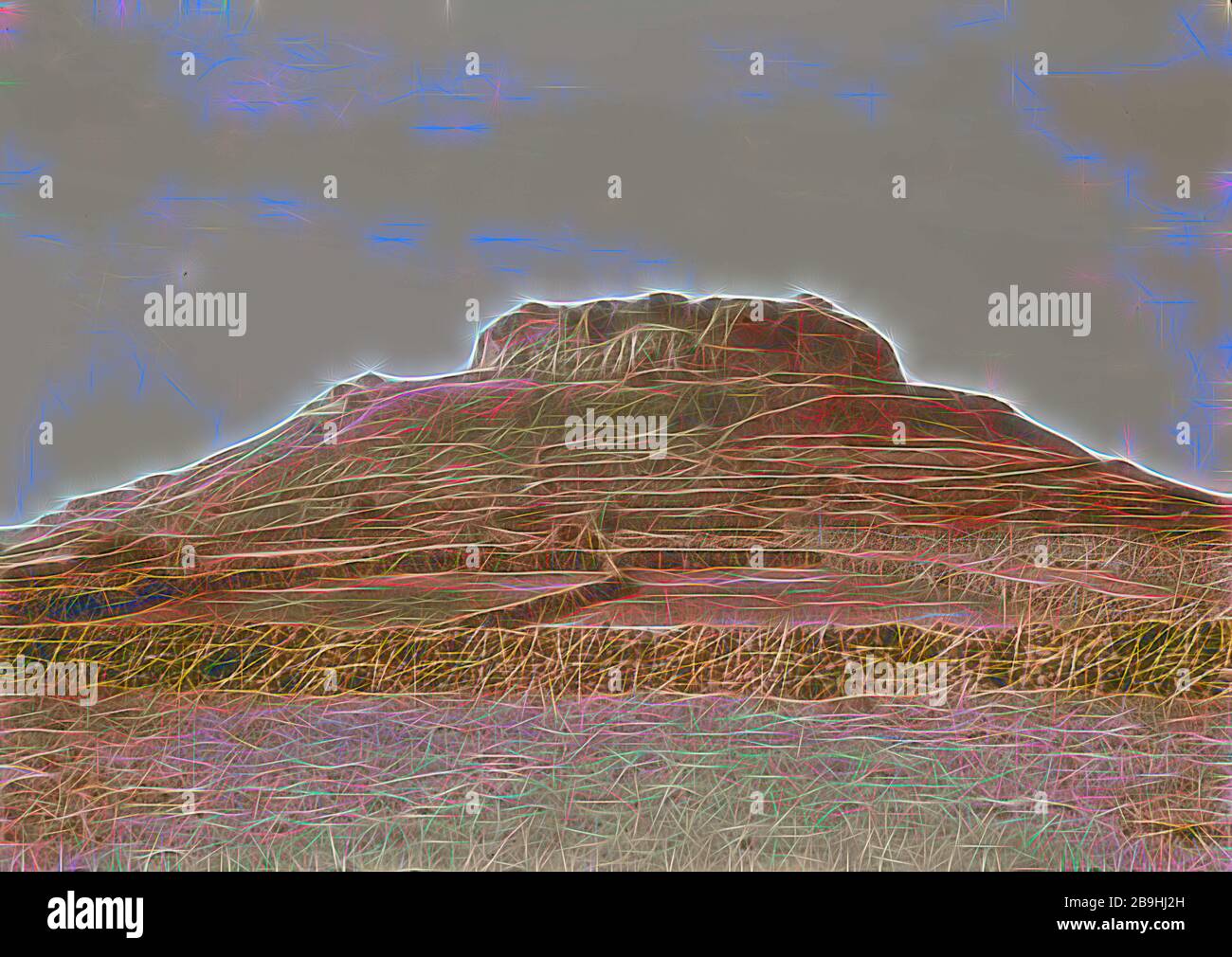 Jebel el-Druze & Hauran. Salkhad. A ploughman showing castle-hill in ...