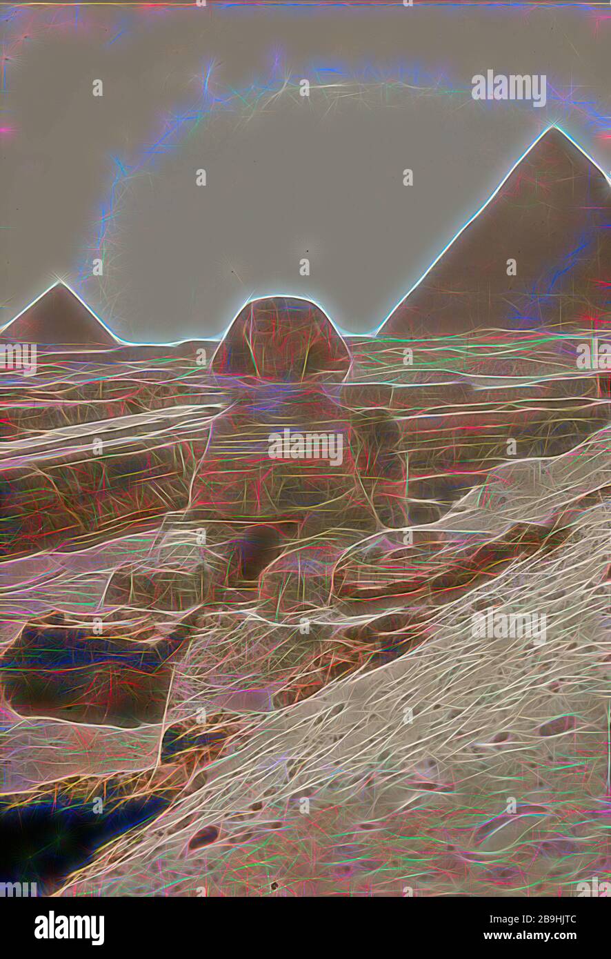 Egypt. Sphinx & pyramids. The Sphinx (full face) & two pyramids. 1934 ...