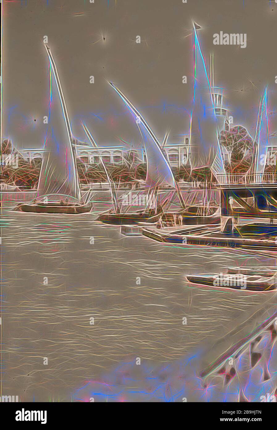 Egypt. River scenes. The Nile. Boats passing through open bridge. 1934 ...