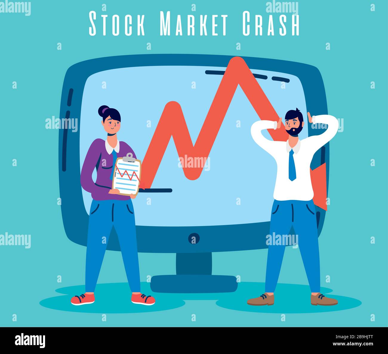 business couple with stock market crash icons Stock Vector Image & Art ...