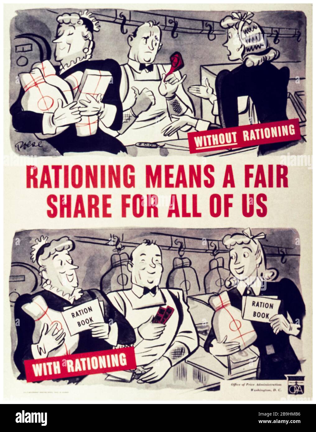 US WW2 Food rationing poster, Rationing means a fair share for all of ...