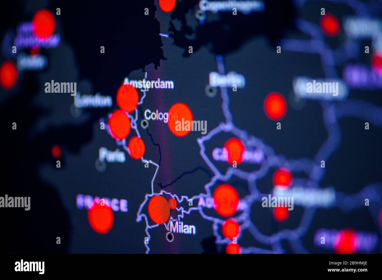 Germany, Berlin . Coronavirus COVID-19 global cases Map. Red Dot ...