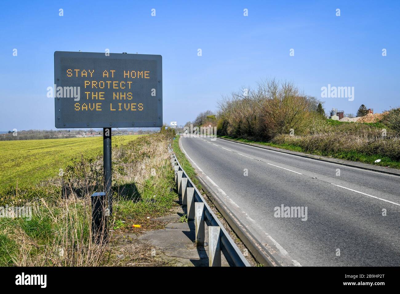 A matrix road sign on the A367 into Bath advises motorists to stay at ...