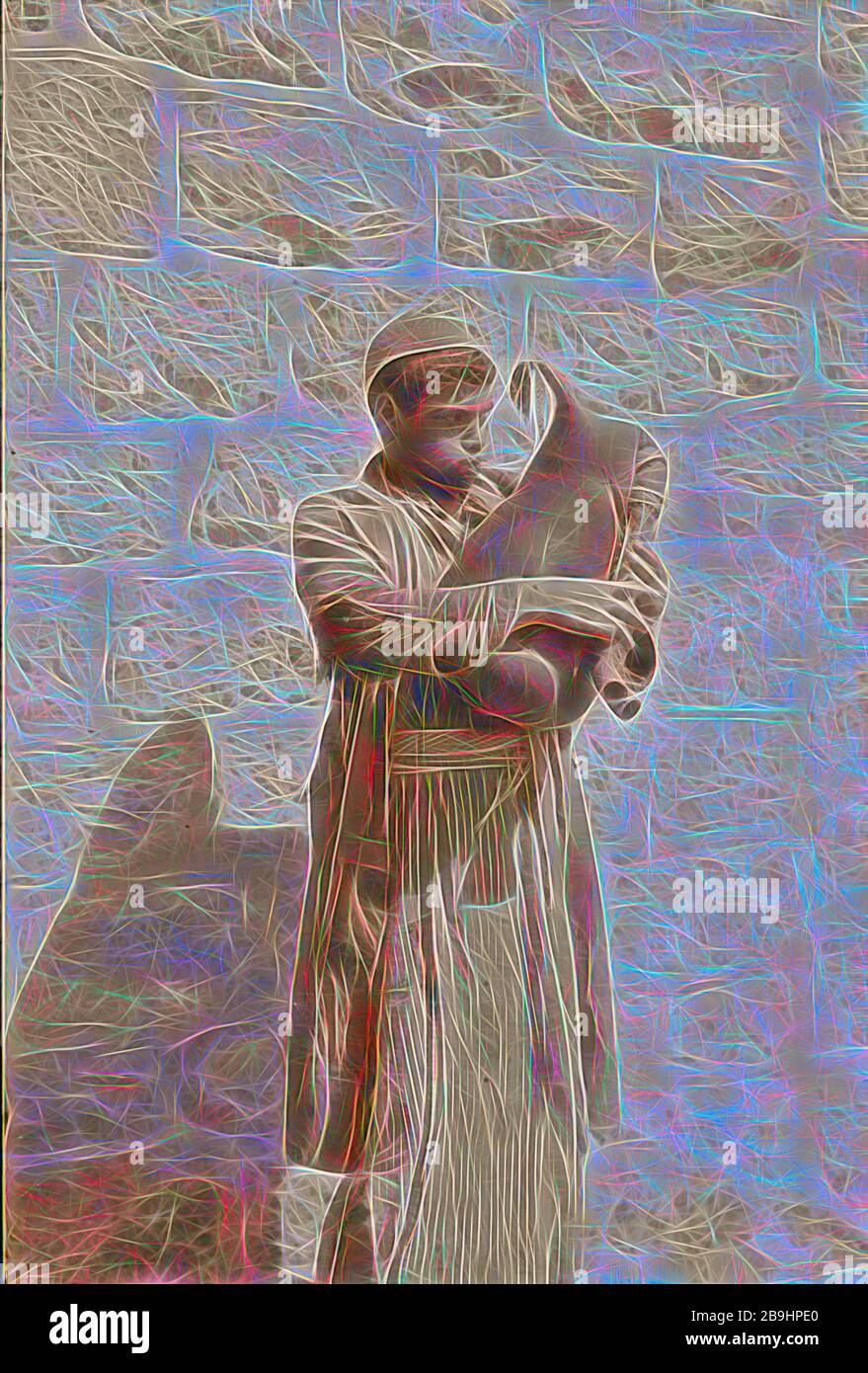 Young Bedouin man blowing (bagpipe) instrument. 1898, Middle East Stock ...