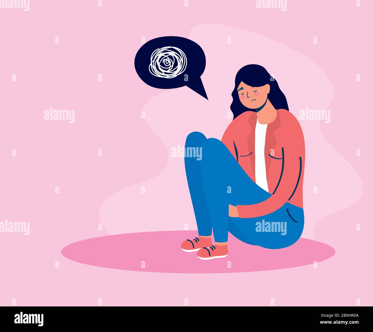 Stressed business woman sitting Stock Vector Images - Alamy
