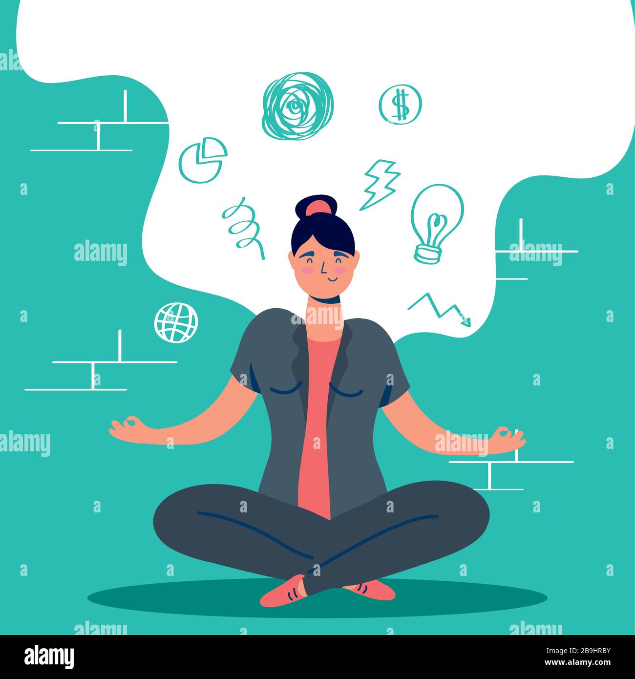 woman in lotus position with stress character Stock Vector Image & Art ...