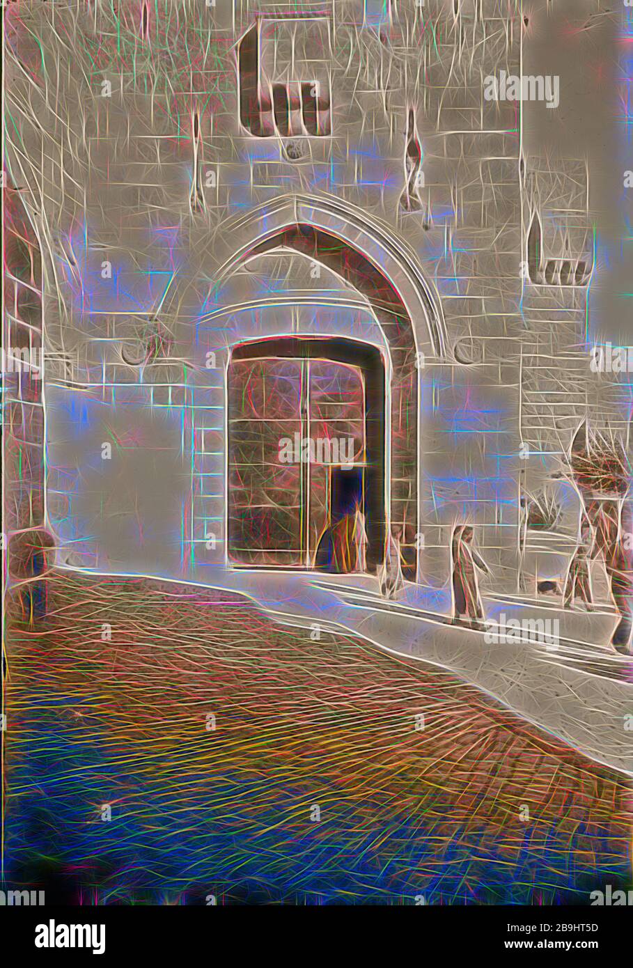 Jerusalem (El-Kouds), approach to the city Jaffa Gate closed, showing ...