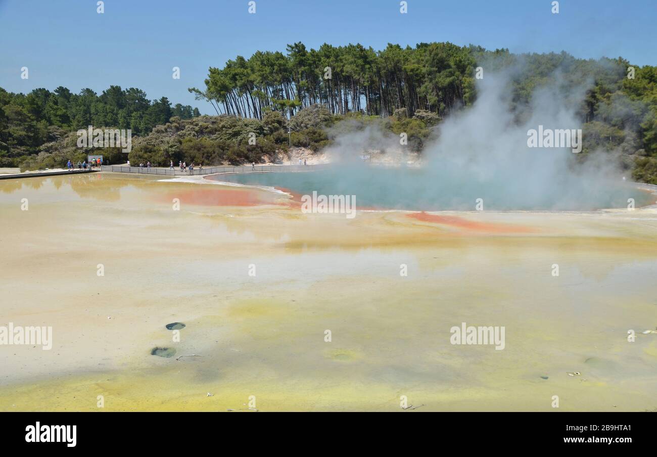 Aerial view of the champagne pool Wai-O-Tapu New Zealand Stock Photo ...