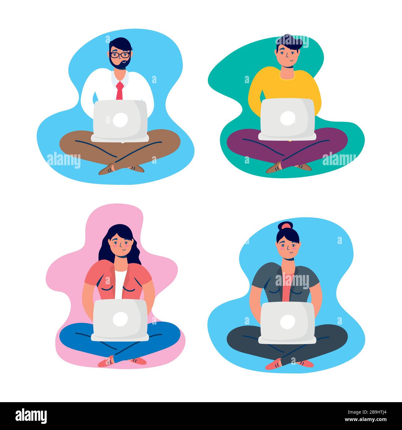 group of people working in computers Stock Vector Image & Art - Alamy