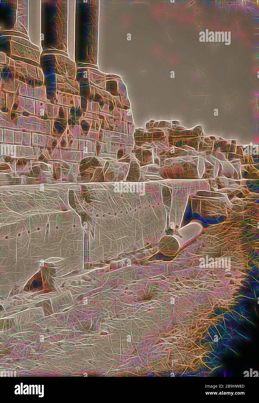 Baalbek. Temple of the sun. Immense stones in foundation of the great ...