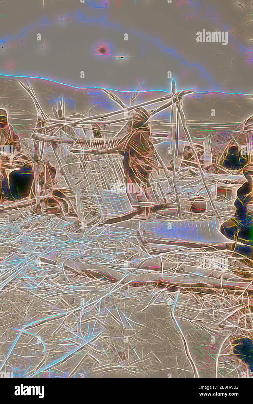 Bedouin wedding series. Bedouin woman weaving papyrus mats. 1900 Stock ...