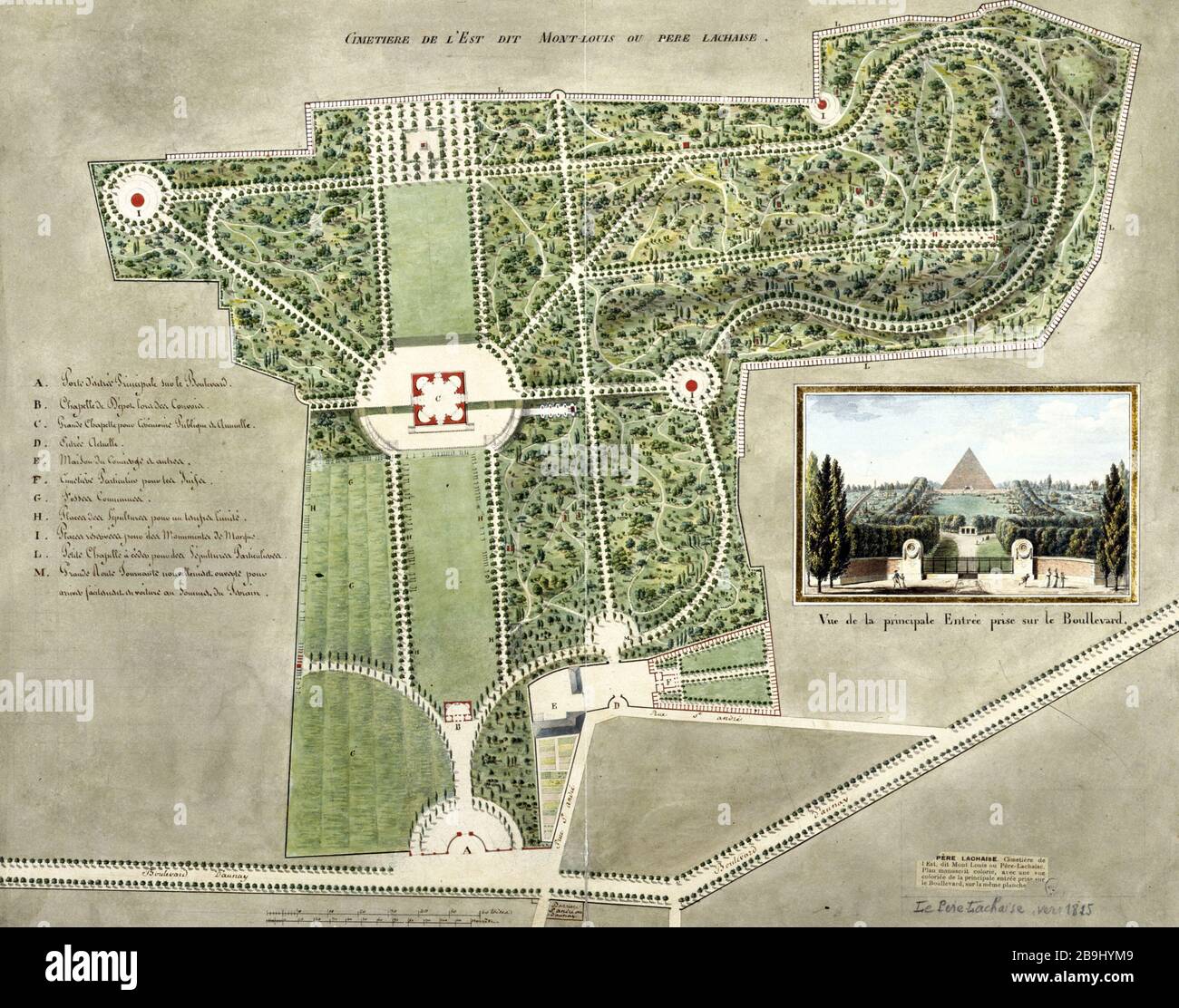 Map Pere Lachaise cemetery Alexandre Théodore Brongniart (1739-1813 ...