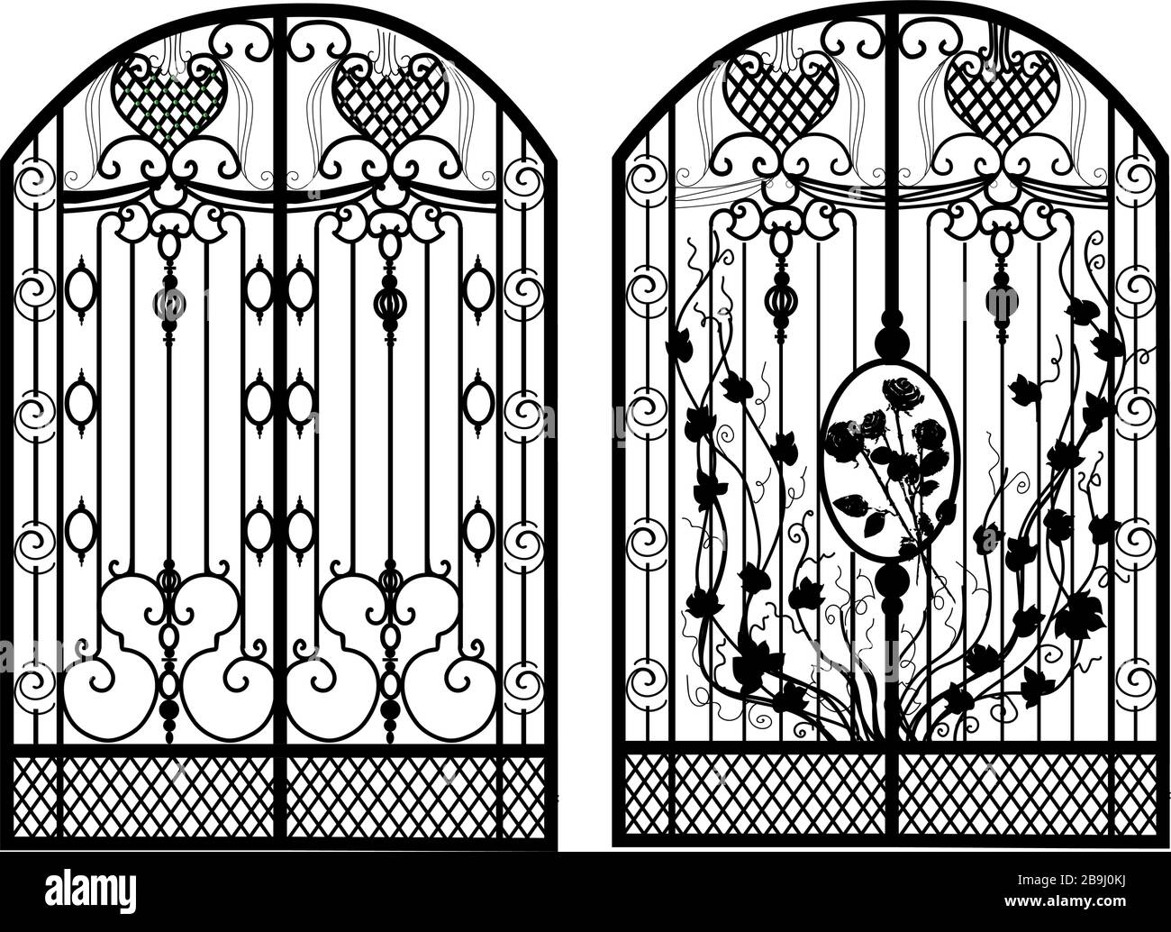 The gate forged. Metal grill. Artistic forging. Iron. Vector ...