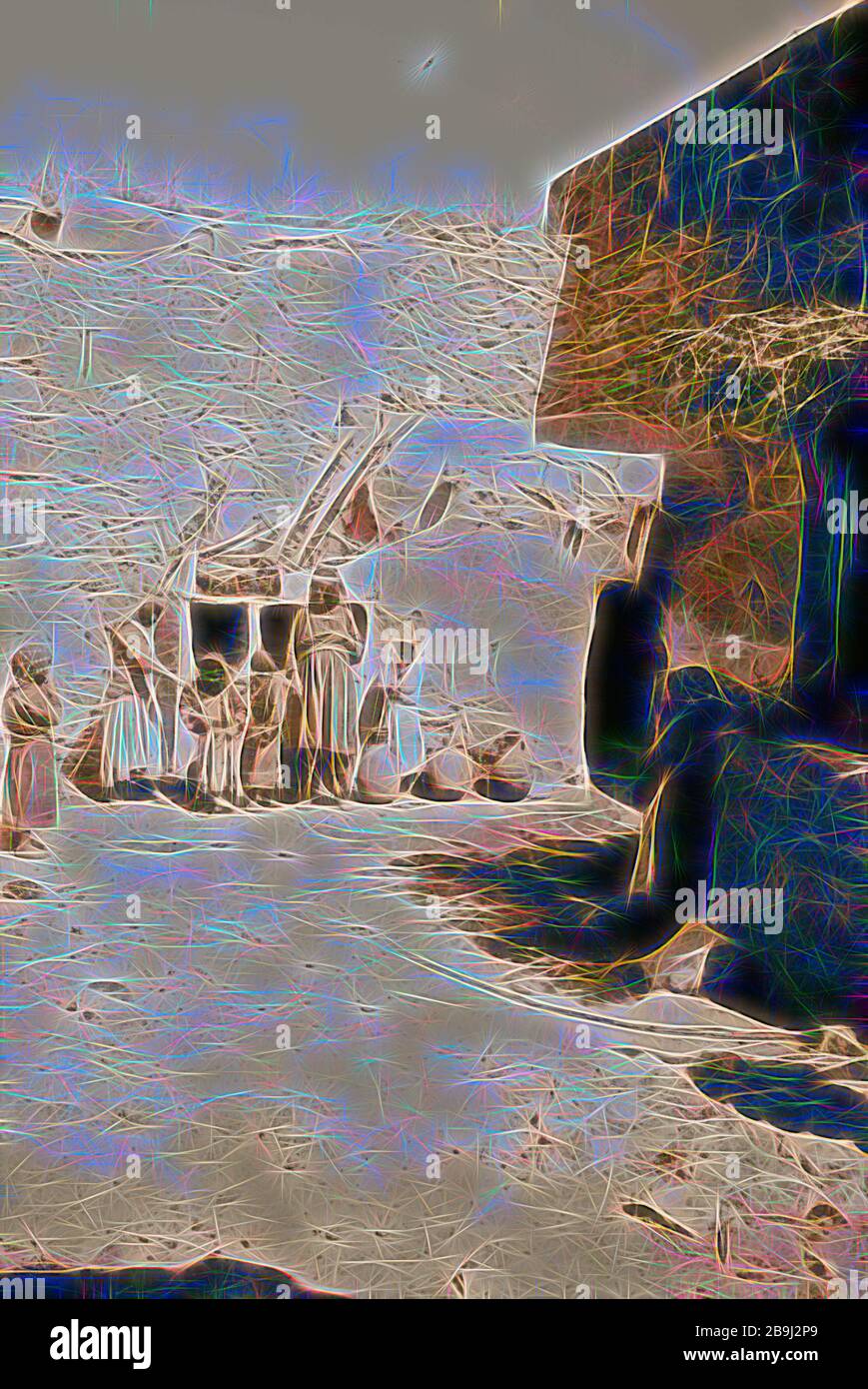 Woman and children in courtyard of house. 1898 Stock Photo - Alamy