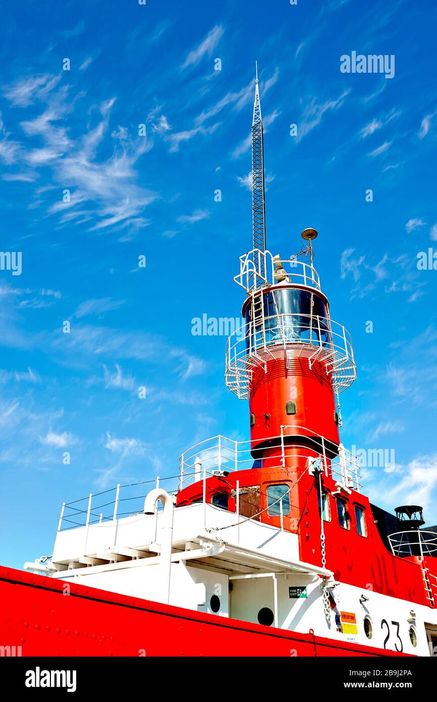 The 'Planet', a historic bright red lightship docked at Canning Dock ...