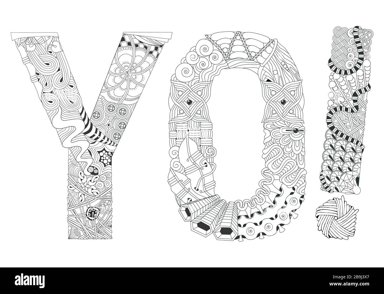 Word YO for coloring. Vector decorative zentangle object Stock Vector ...