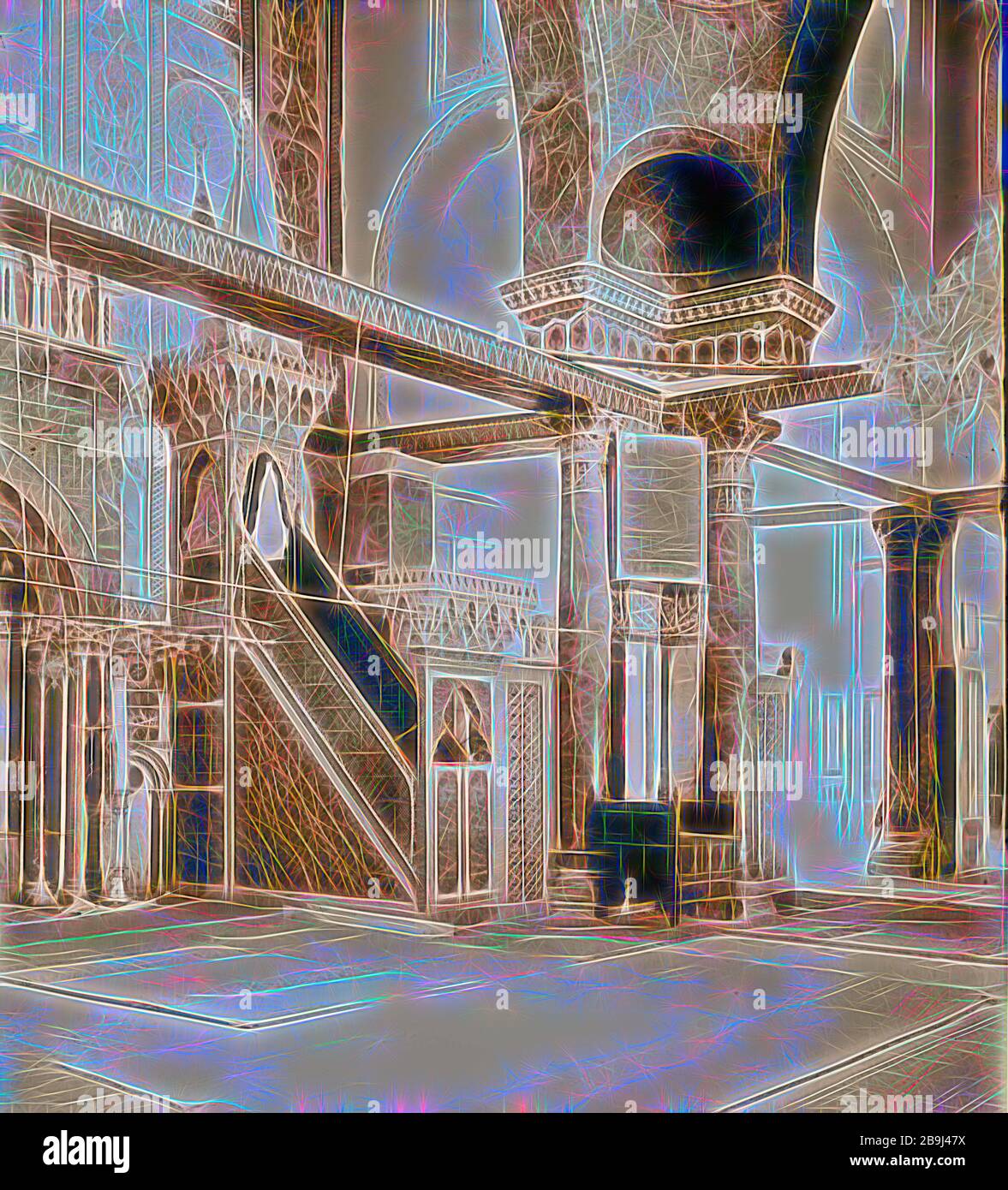 Jerusalem (El-Kouds). Cedar pulpit in Mosque el-Aksa i.e., al-Aqsa ...