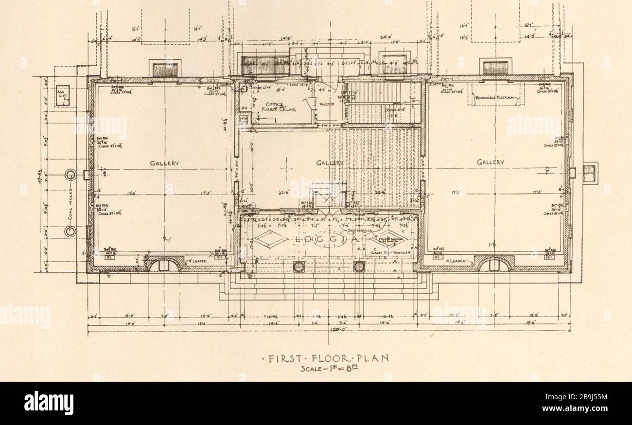 Butler Art Institute, Youngstown, Ohio. First floor plan. McKim, Mead ...