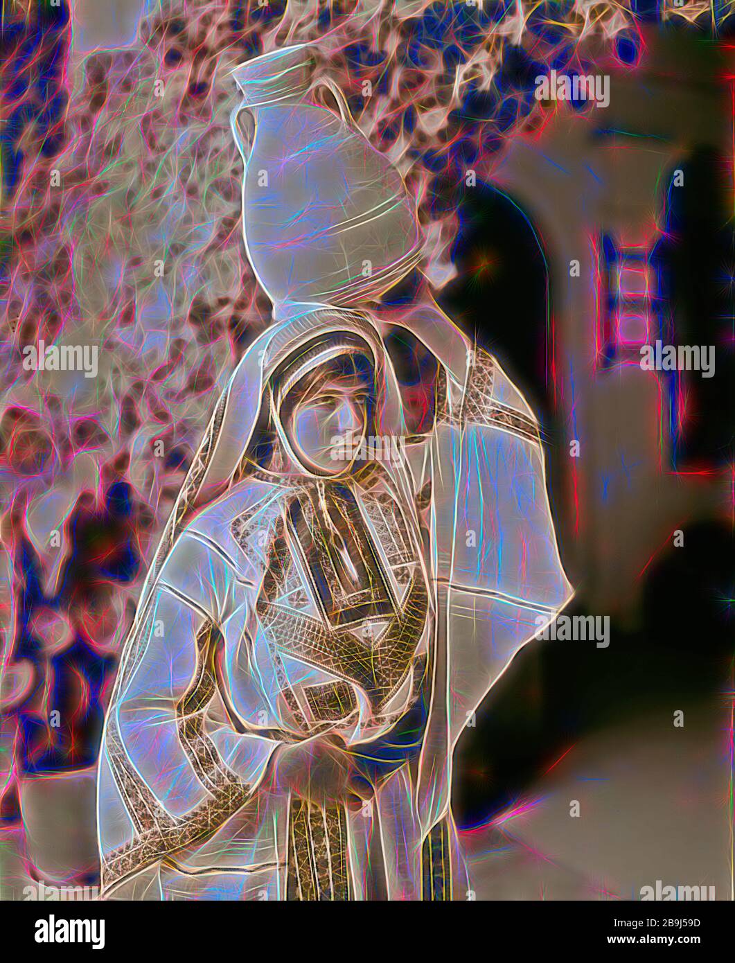 Girl of Ramallah wearing embroidered dress. 1898, Middle East, Israel ...