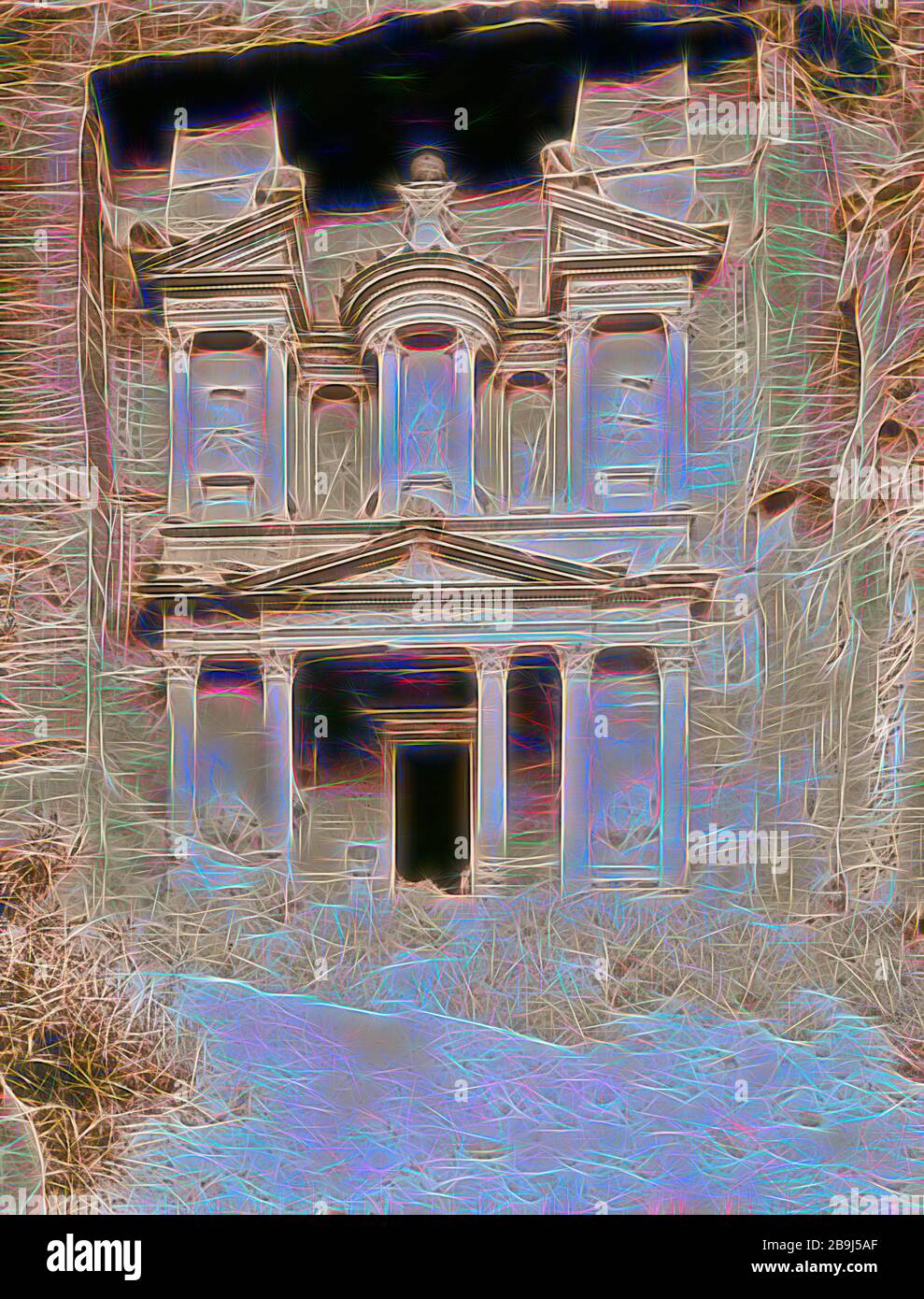 Petra. Front view of Temple of el-Khazneh. 1898, Jordan, Petra (Extinct ...