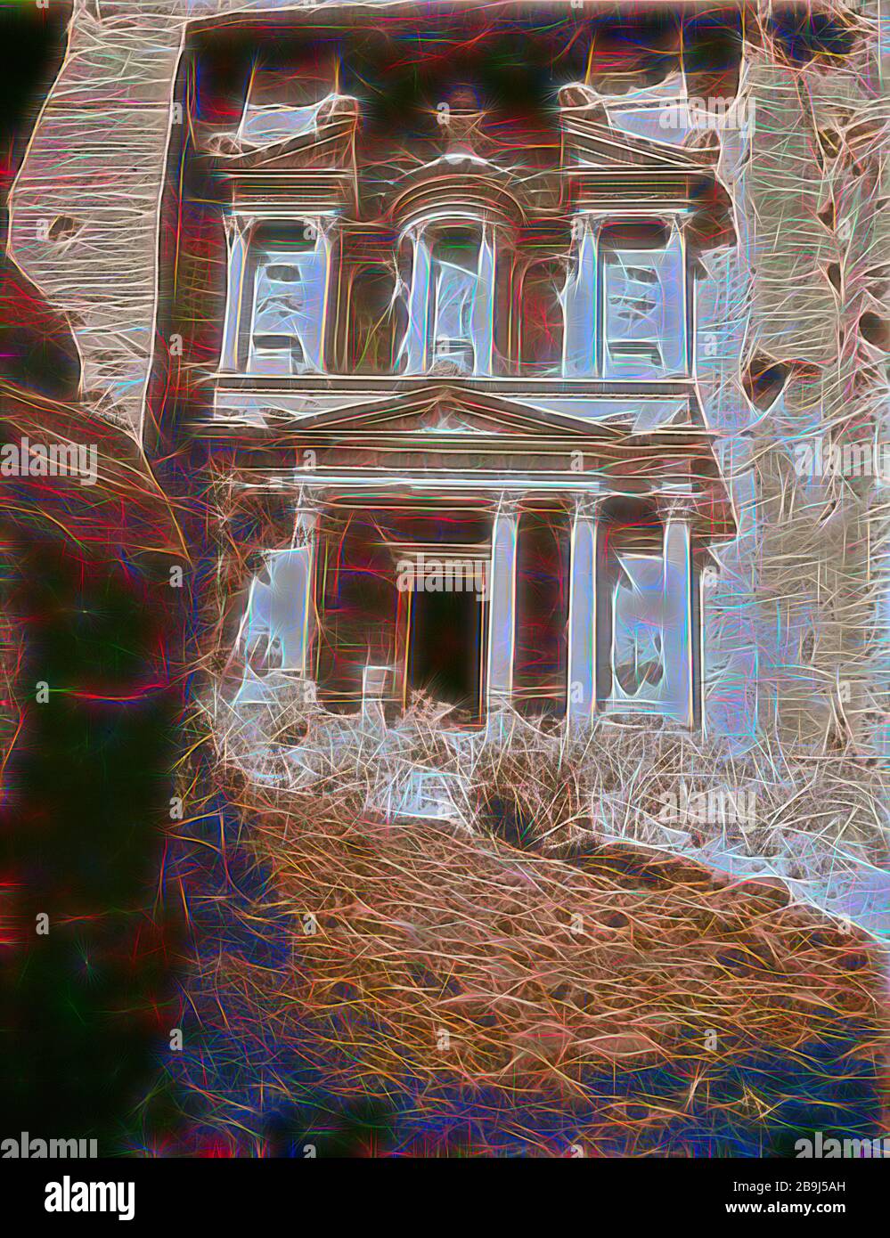 Petra. Front view of Temple of el-Khazneh. 1898, Jordan, Petra (Extinct ...