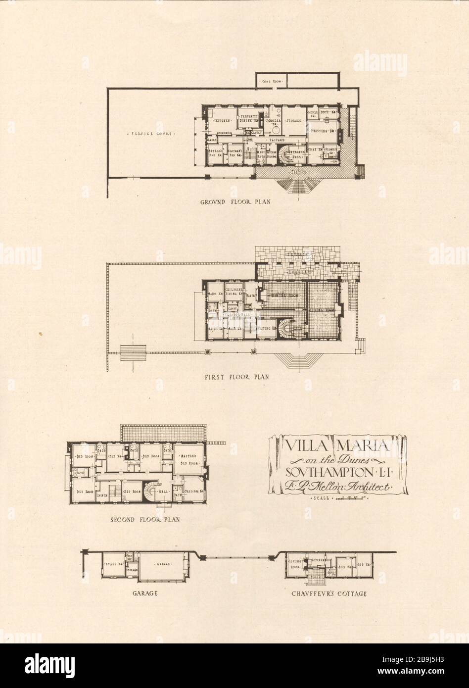 Villa Maria on the dunes, Southampton, Long Island, New York. Floor ...