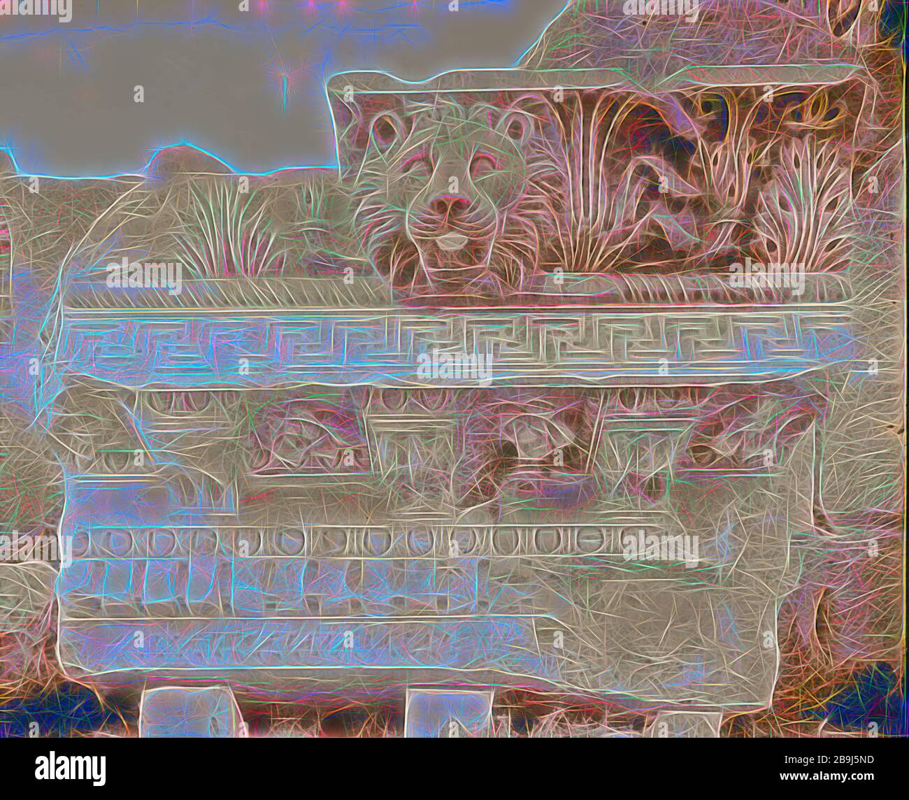 Ornamented frieze and cornice of the great temple (Temple of the Sun ...