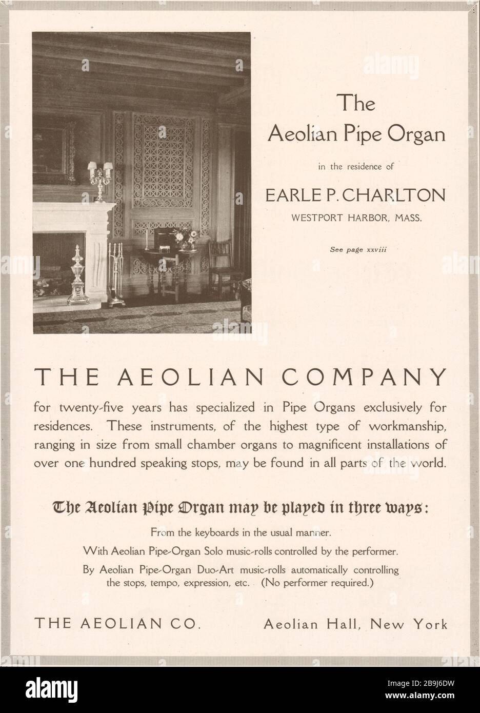 The Aeolian pipe organ in the residence of Earle P. Charlton, Westport ...