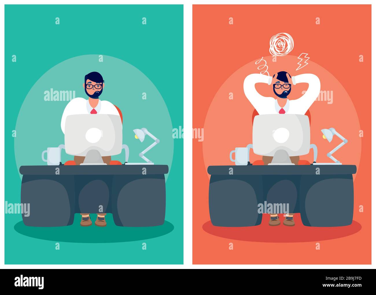 Working young man stressed Cut Out Stock Images & Pictures - Alamy