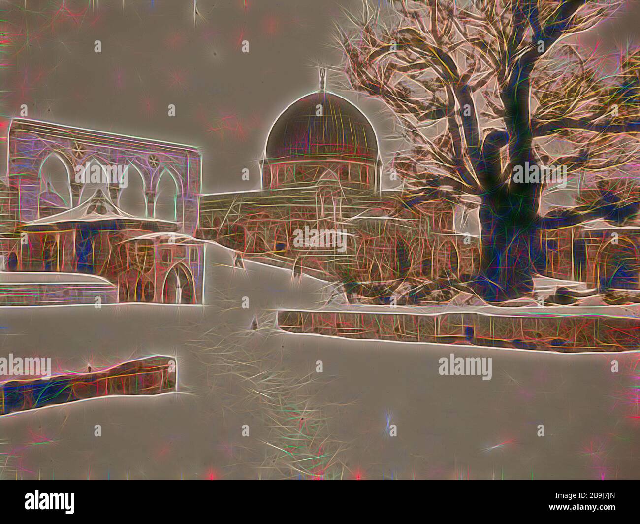 Snow in Jerusalem, 1921. Snow and the mosque. Israel Stock Photo - Alamy