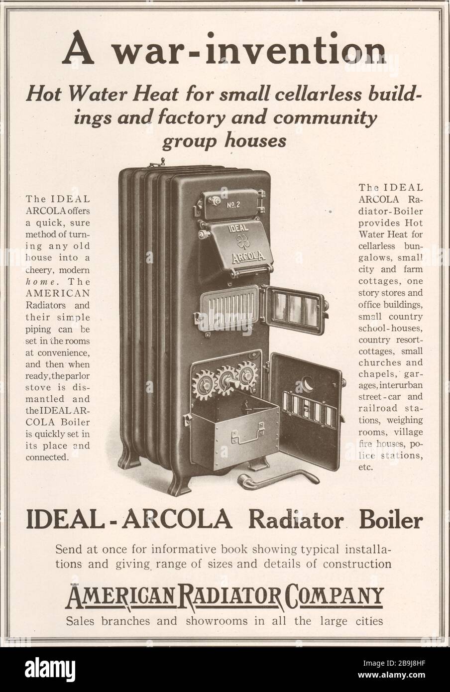 Ideal-Arcola radiator boiler. American Radiator Co., sales branches ...